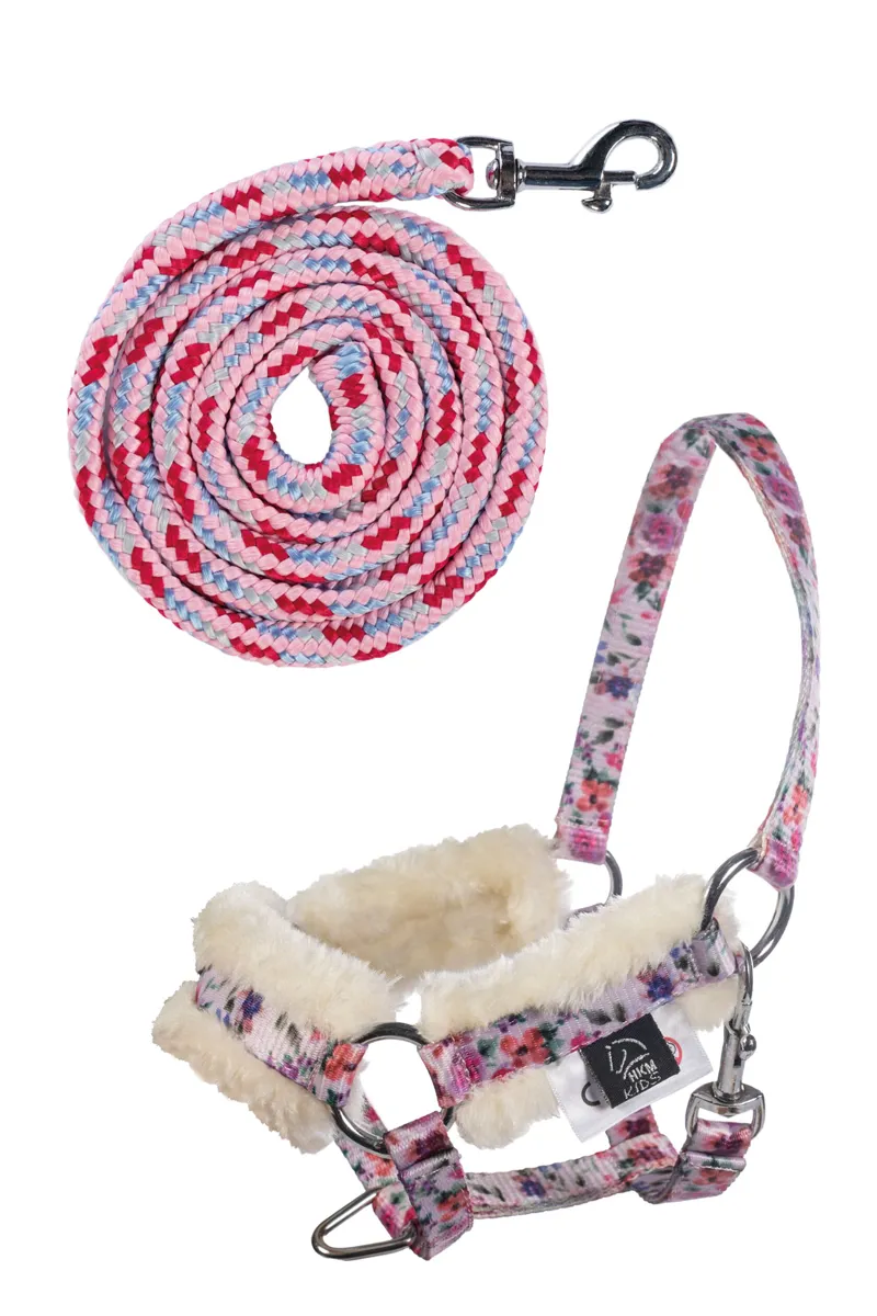 HKM Hobby Horse Headcollar and Leadrope in Flower Print