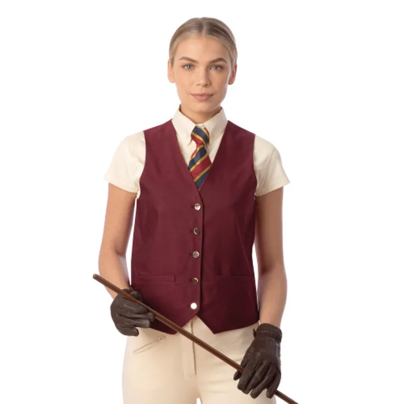 Equetech Ladies Jacquard Classic Waistcoat in Burgundy