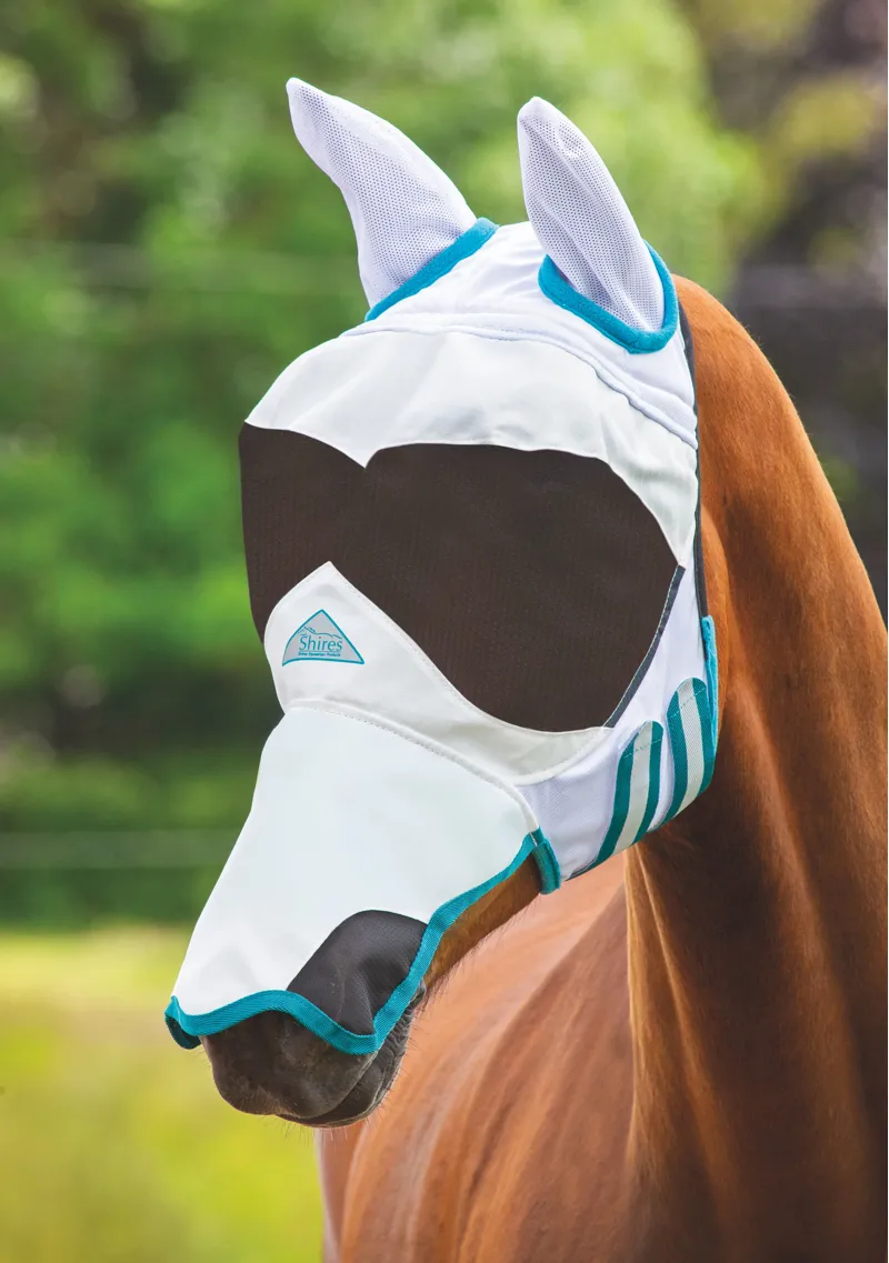 Shires Flyguard Pro Sun Shade Ultra Pro Fly Mask in White